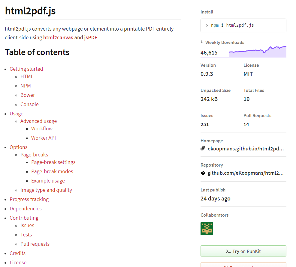 Html2pdf js Erik Koopmans